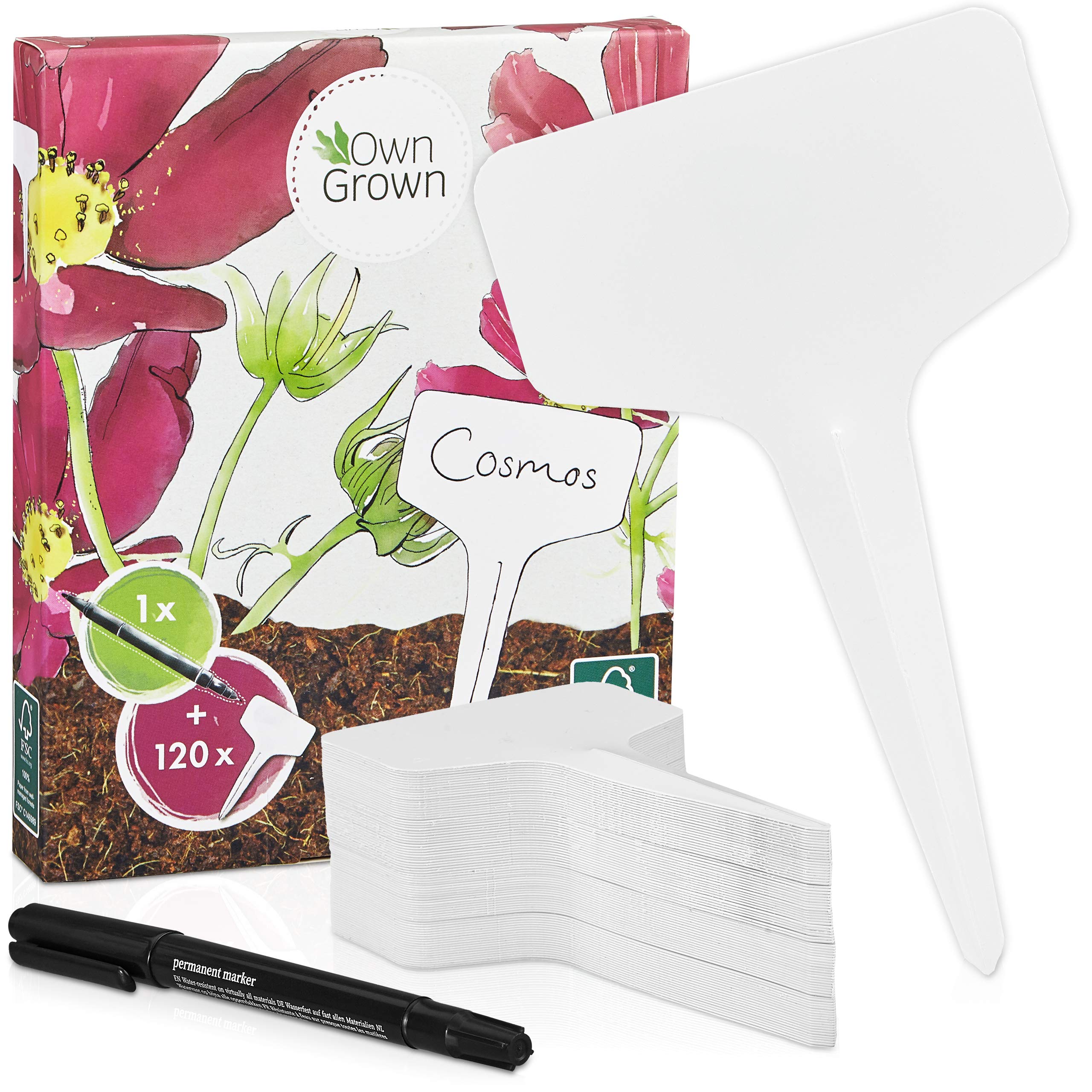 Plant Markers: 120 Plastic Plant Name Tags and Weatherproof Marker Pen ...