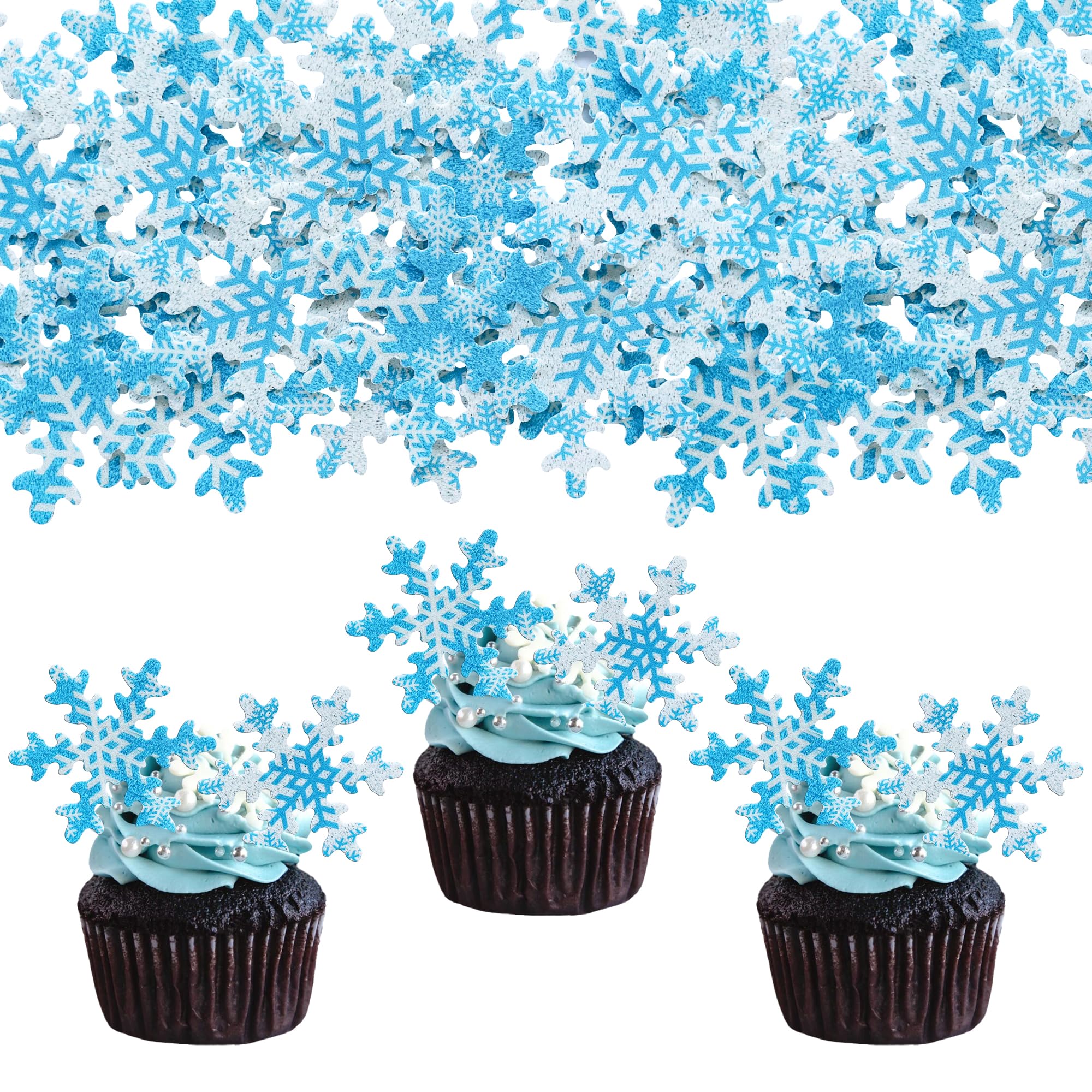 Gyufise 50Pcs Pink Edible Cupcake Cake Toppers Snowflake Cake ...