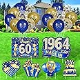 Amazon.com: Blue Gold 60th Birthday Yard Sign Decorations for Men 6Pcs Happy 60th Birthday Lawn ...