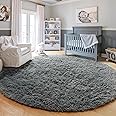 Amazon.com: Ultra Soft Grey Round Rug Plush Shag Fuzzy 6Ft Circle Area ...