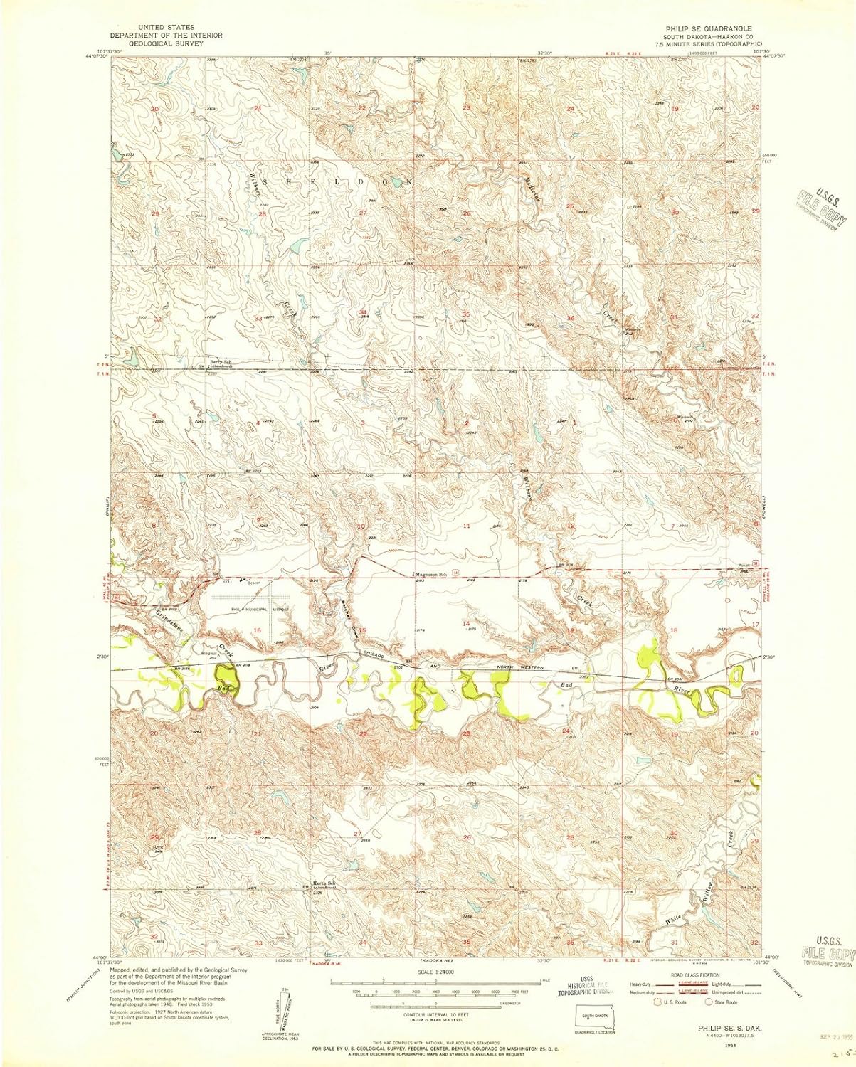 Amazon.com: 1953 Philip, SD - South Dakota - USGS Historical ...