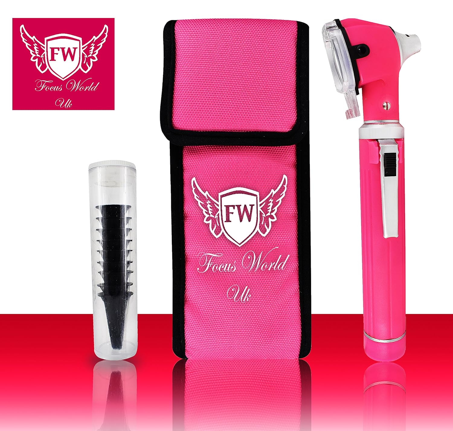 Pink Otoscope Fiber Optic Pocket Halogen Otoscope Medical Diagnostic ...