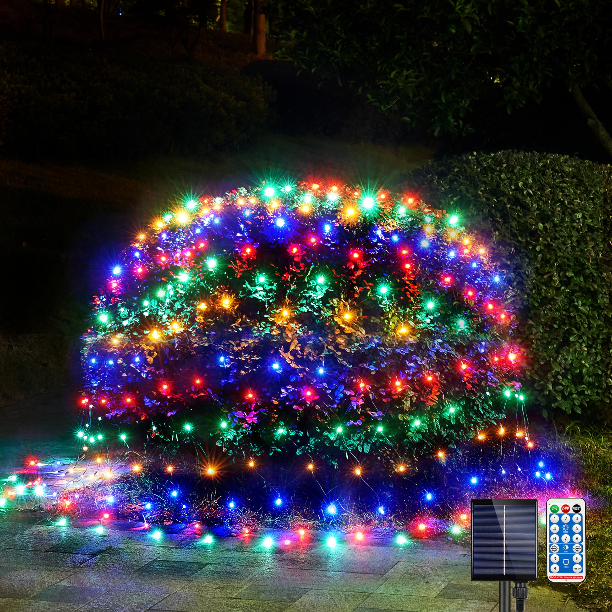 WBao Solar Christmas Net Lights, 200LED 8.4ft x 5.2ft Christmas Bush ...