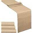 Amazon.com: 4 Pack Natural Burlap Table Runners|12 x 108 Inch Rustic Jute Runner for Wedding ...