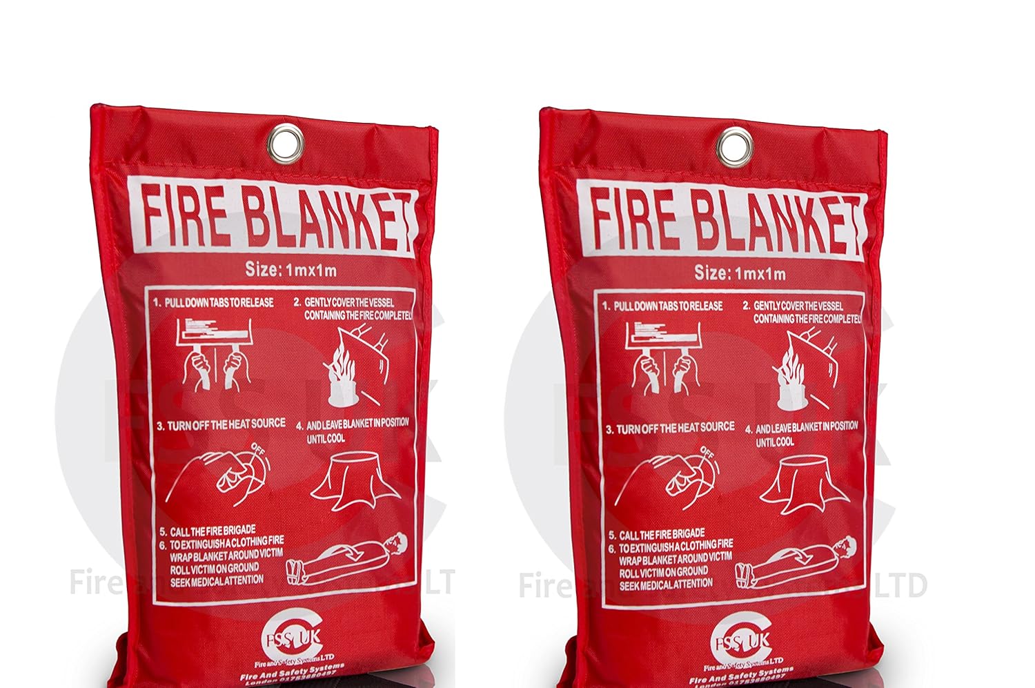 FSS UK 2 x 1 METER X 1 METER Fire Blanket Large Quick Release Safety ...