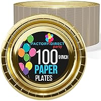 Amazon.com: Exquisite Gold Paper Plates 9 Inch 100 Count - Gold 9 Inch ...