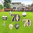 Amazon.com : Happy 70th Birthday Party Yard Sign Set of 8 Black Gold 70 ...