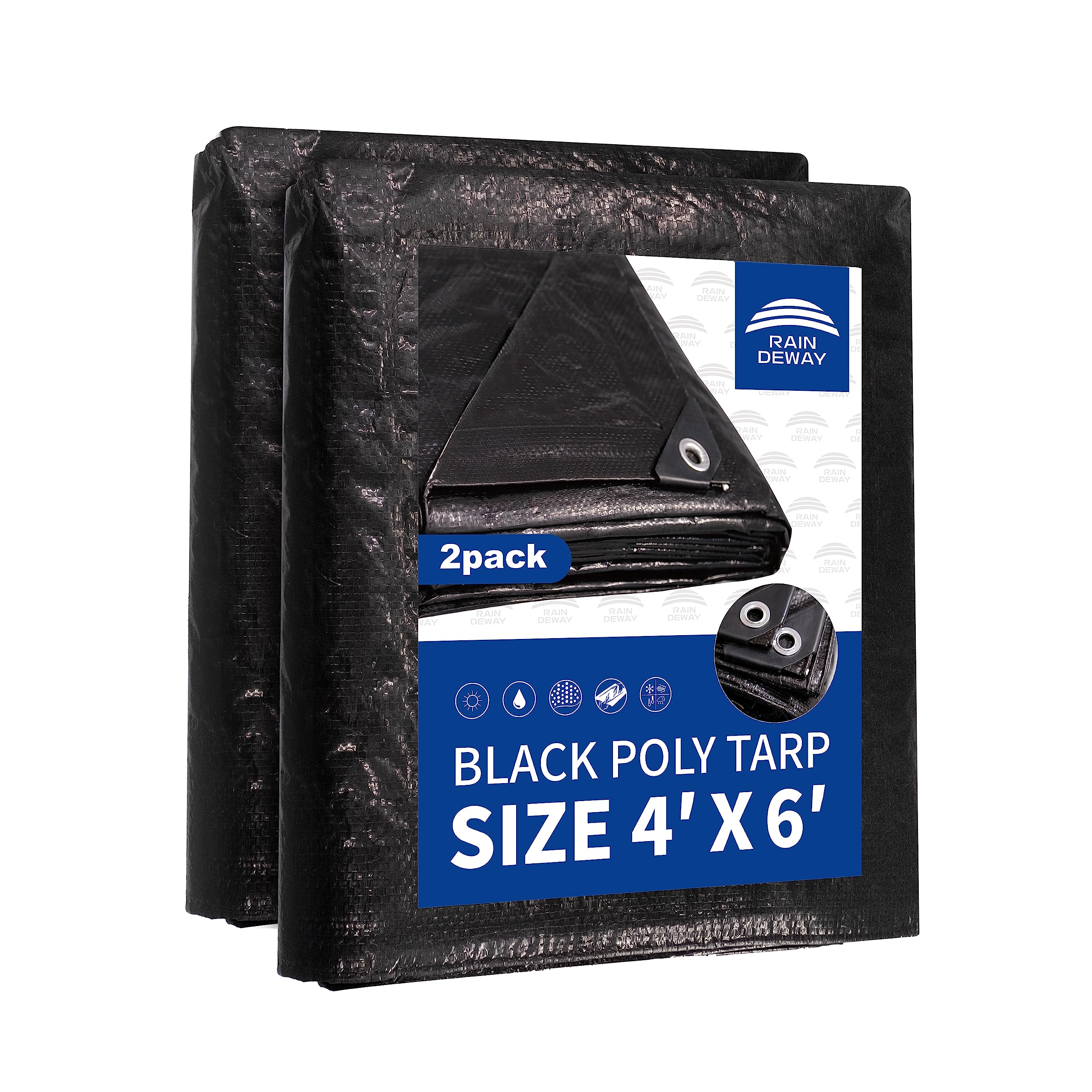 Small Black Tarps 4x6 Feet (2 pack), UV Resistant, 8 Mil Multipurpose ...