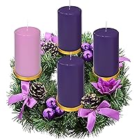 Amazon.com: Purple Ribbon Advent Wreath Ring Candle Holder for Pillar ...