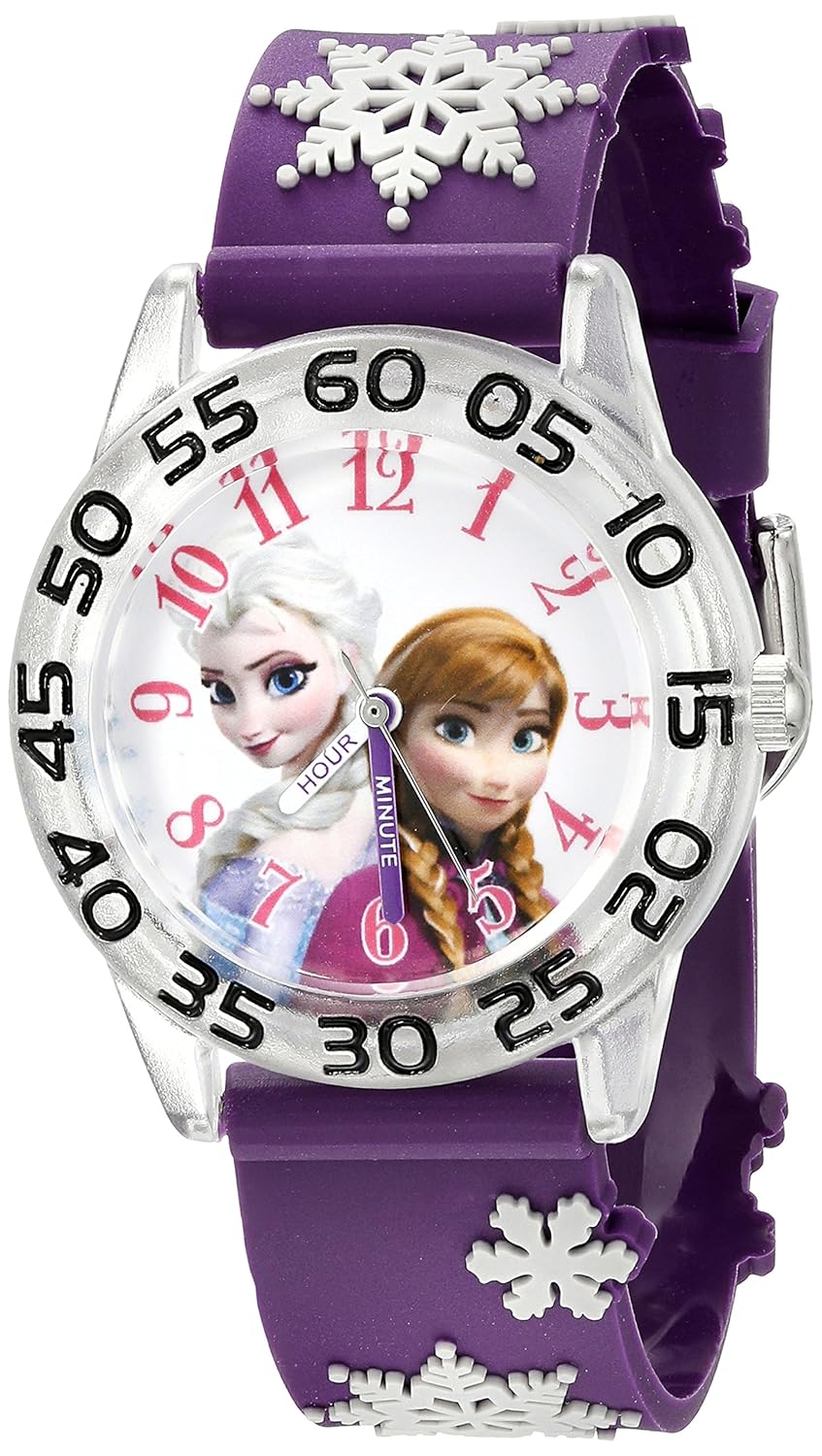 Disney Kids' W002437 Frozen Elsa & Anna Time Teacher Analog Display ...
