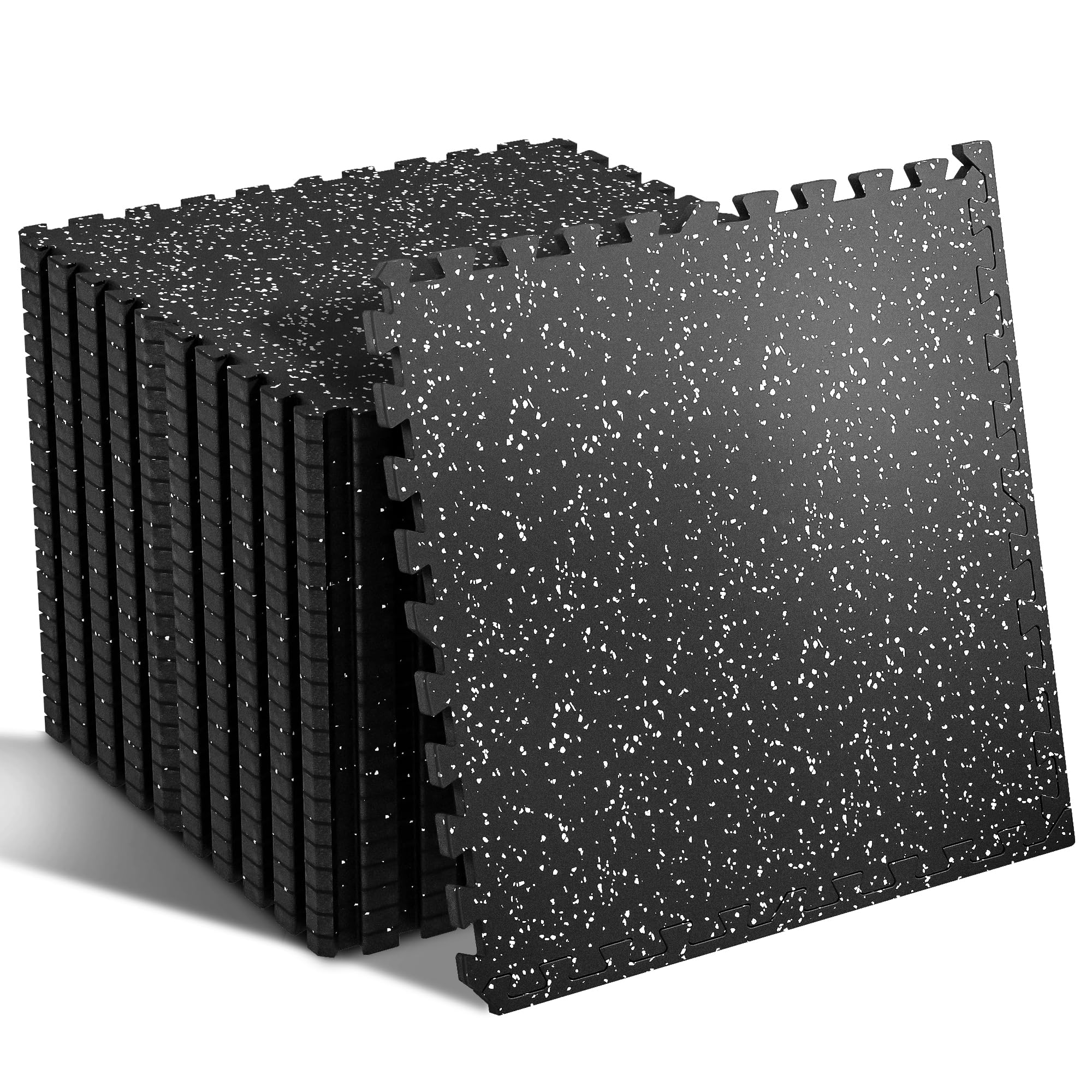 SUPERJARE 0.56'' Thick 24 Pcs 96 Sq Ft Rubber Top Exercise Equipment ...