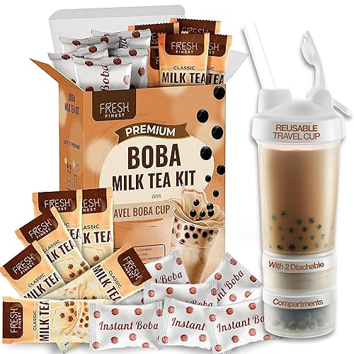 Fresh Finest Instant Boba Tea Kit with Tapioca Pearls + Reusable Boba ...