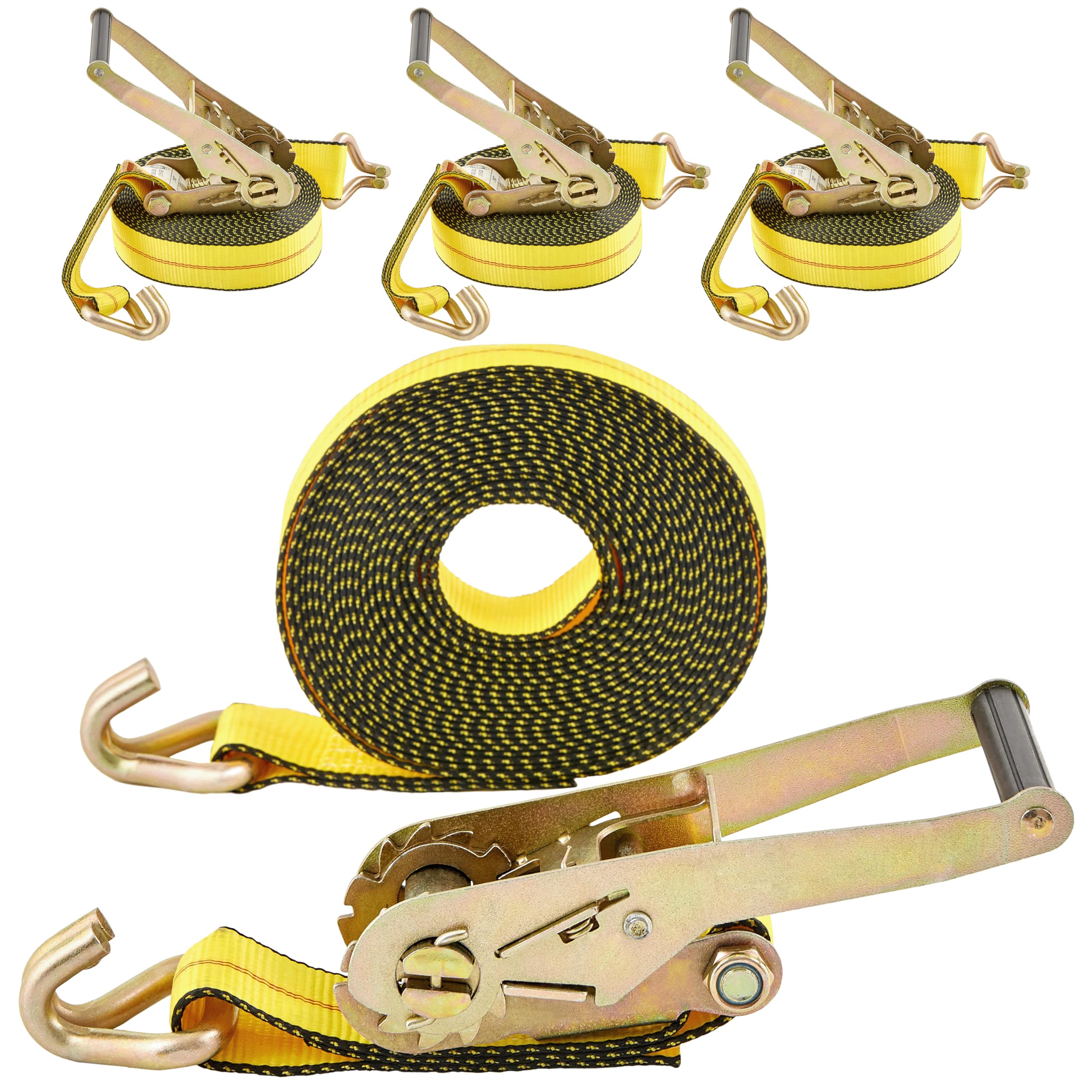 SECULOK 2" x 27' Heavy Duty Ratchet Tie Down Straps w/Double J Hooks ...