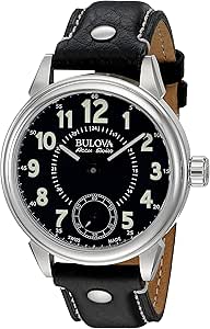 Amazon.com: Bulova Men's 'Gemini' Mechanical Hand Wind Stainless Steel and Black Leather Casual ...