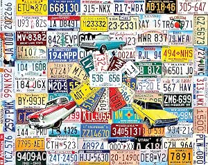 Amazon.com: White Mountain Puzzles License Plates, 1000 Piece Jigsaw ...