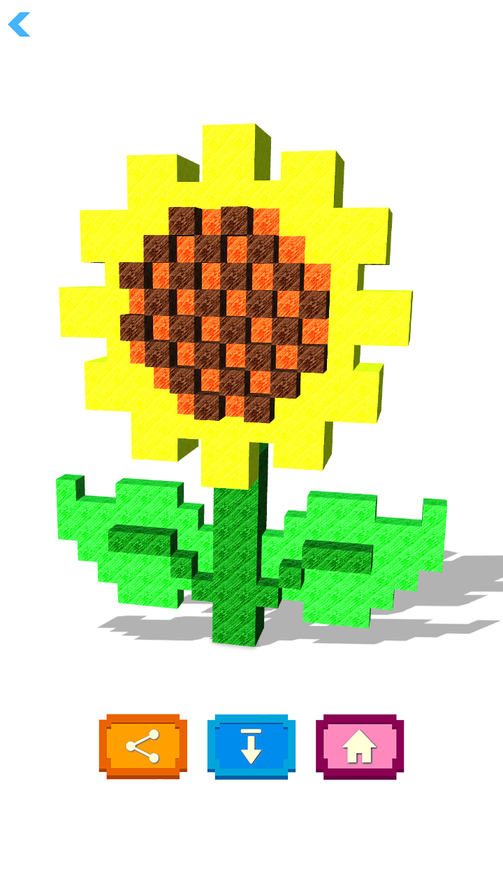Flower Voxel - 3D Color by Number, Pixel Art 3D Coloring Book:Amazon.co ...