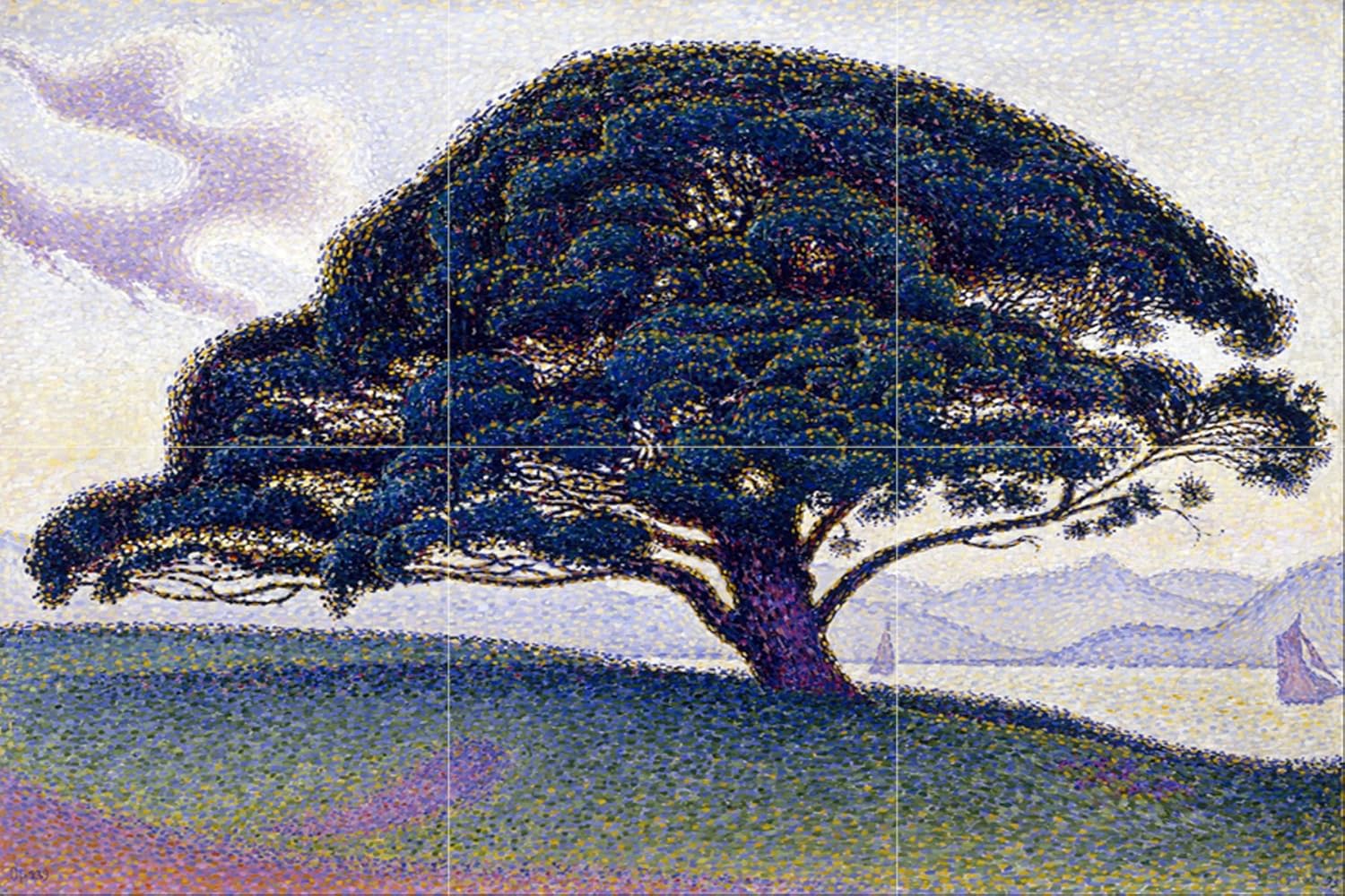 bonaventure pine tree by P. Signac Tile Mural Kitchen Backsplash Marble ...