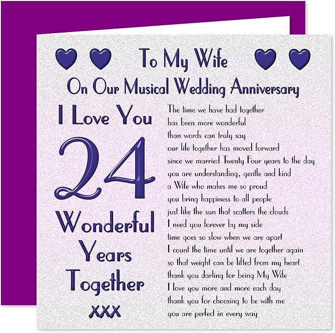 My Wife 24th Wedding Anniversary Card On Our Musical Anniversary 24