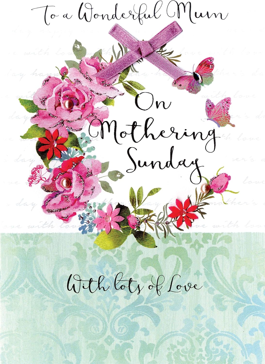 Mother's Day Card Wonderful Mum On Mothering Sunday Hand-Finished Cards ...