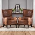 Amazon.com: 2 Piece Mid-Century Modern Accent Chairs, 27" Wide Wingback ...