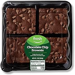 Amazon Fresh Brand, Chocolate Chip Brownie, 12 Oz, 4 Count