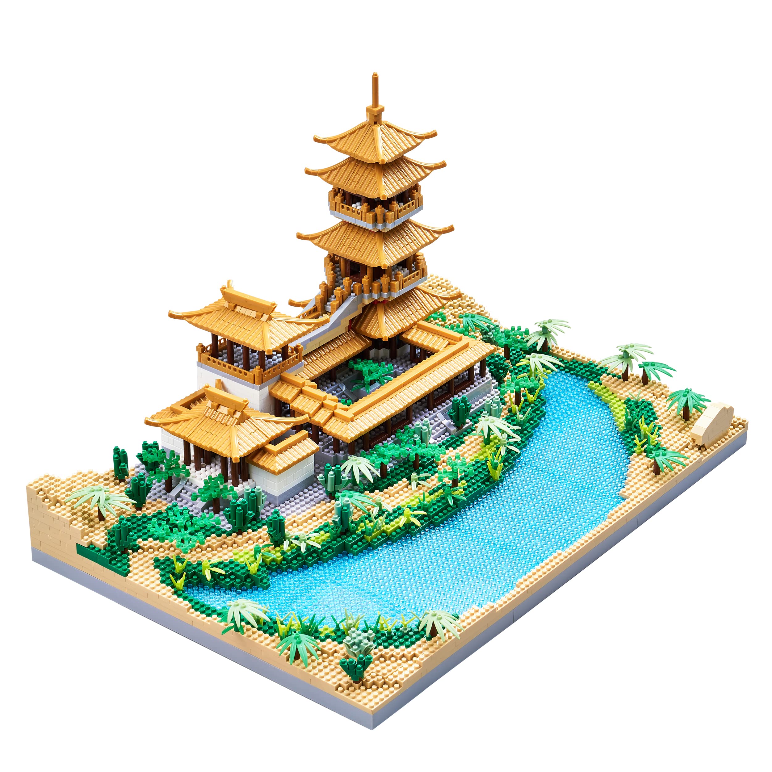 JXRLMB Micro Building Blocks Set for Adults Chinese Architecture Crescent Moon Spring Mini ...