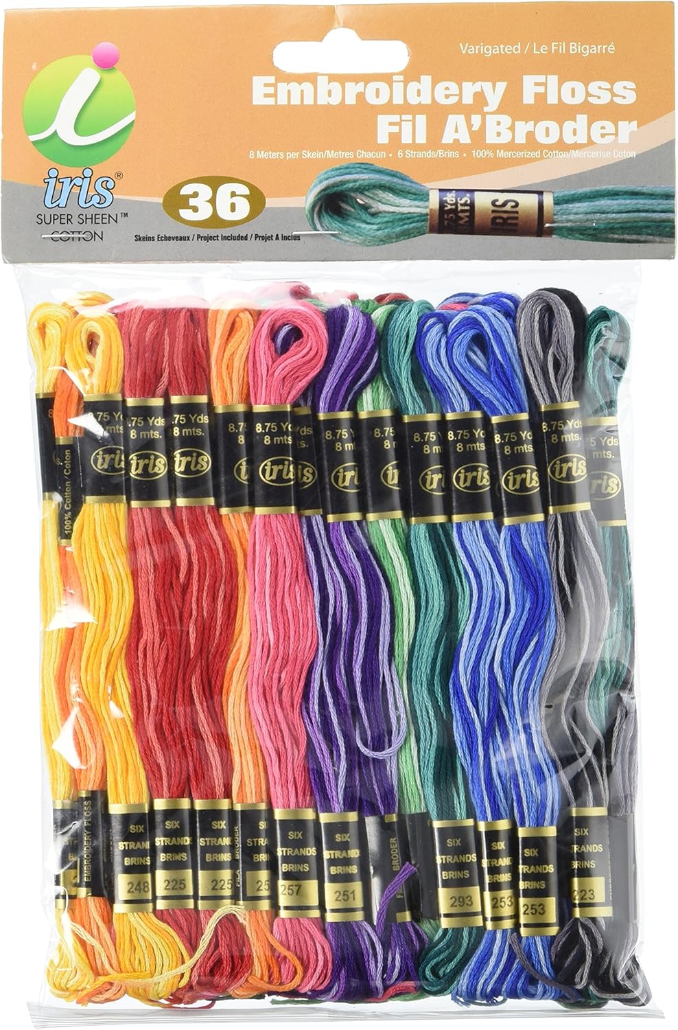 Amazon.com: Iris 36-Pack Embroidery Floss Pack, 8m, Variegated Colors ...