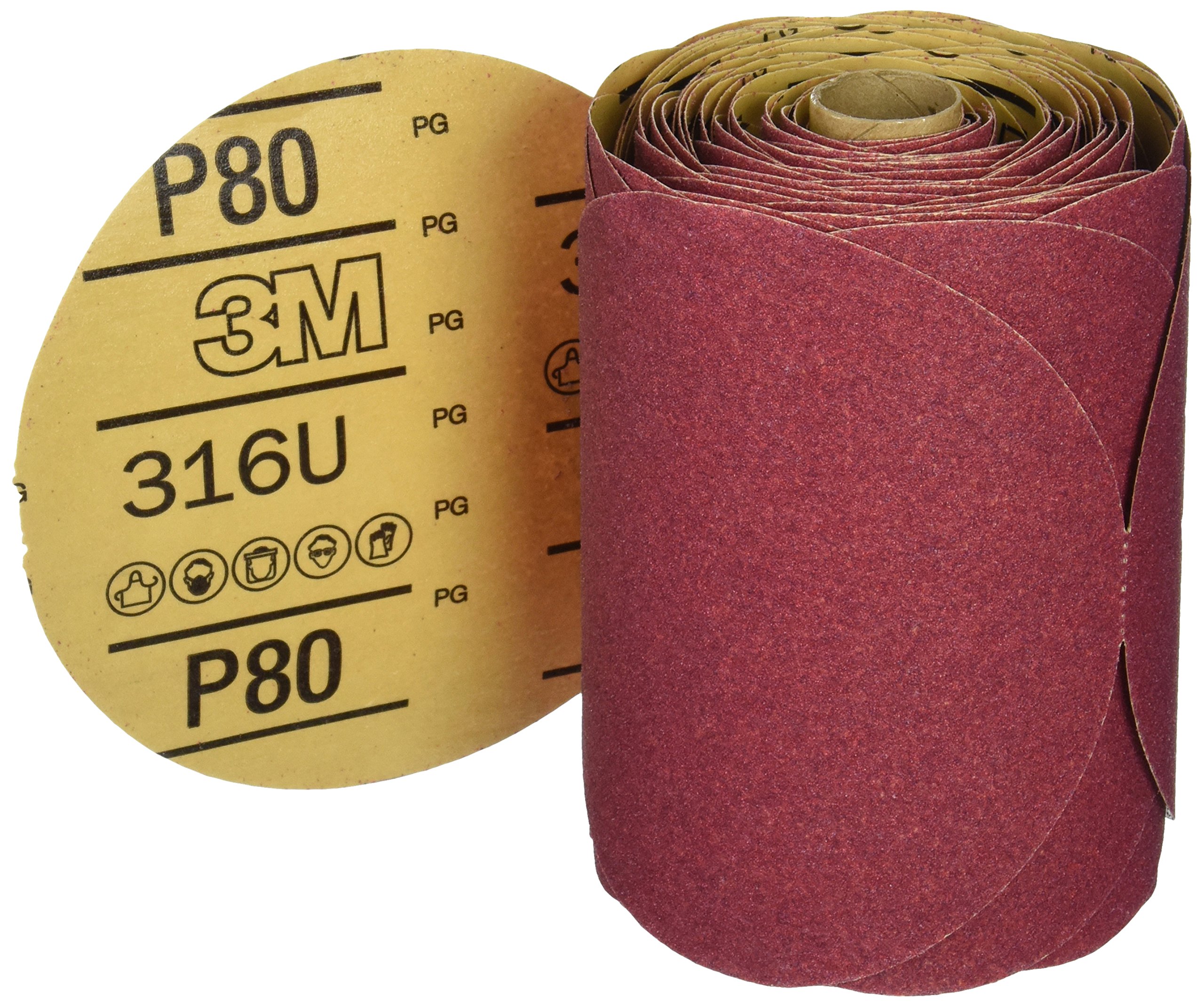 3M Stikit Red Abrasive PSA Disc, 01116, 6 in, P80, 100 Disc Roll for ...