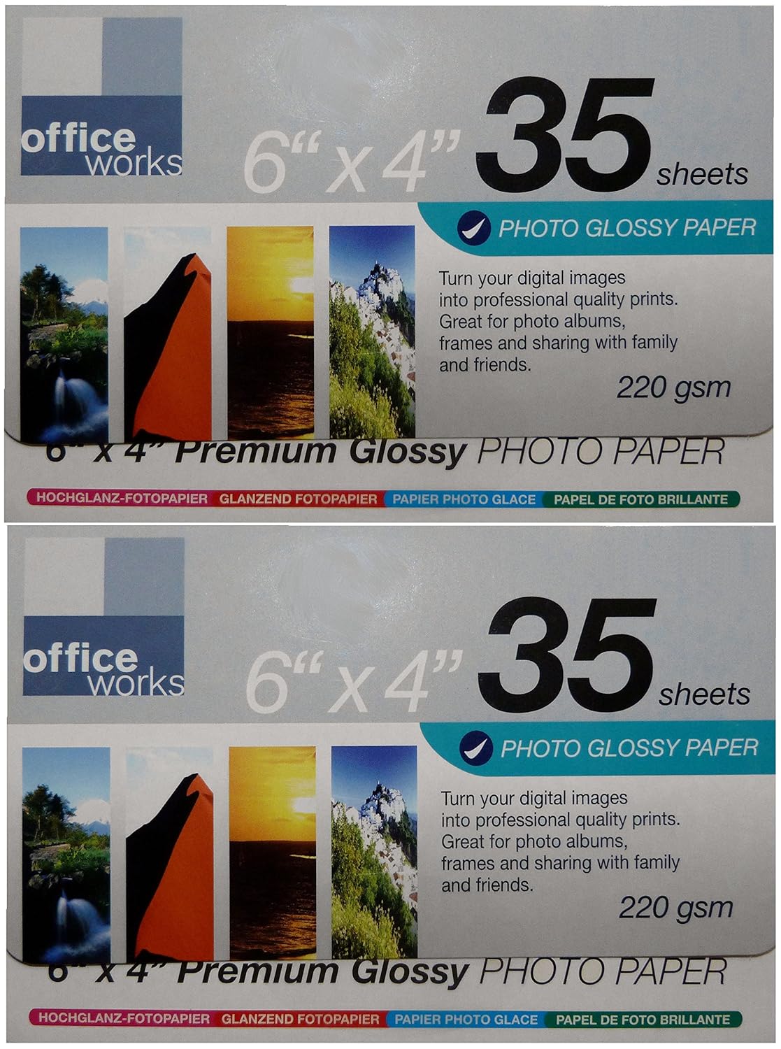 Office Works 70 Sheets Premium Photo Glossy Paper (6" x 4") 220 gsm ...