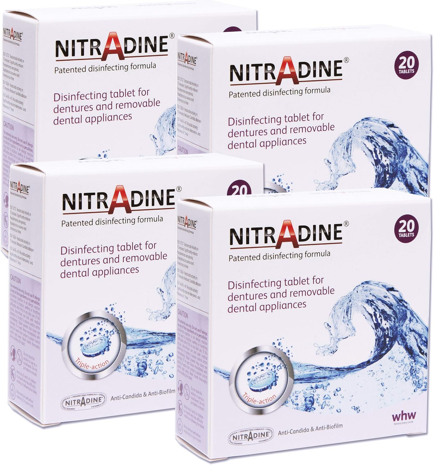 Nitradine Tablets x 4 Boxes ~ (80 Tablets) Cleaning & Disinfecting ...