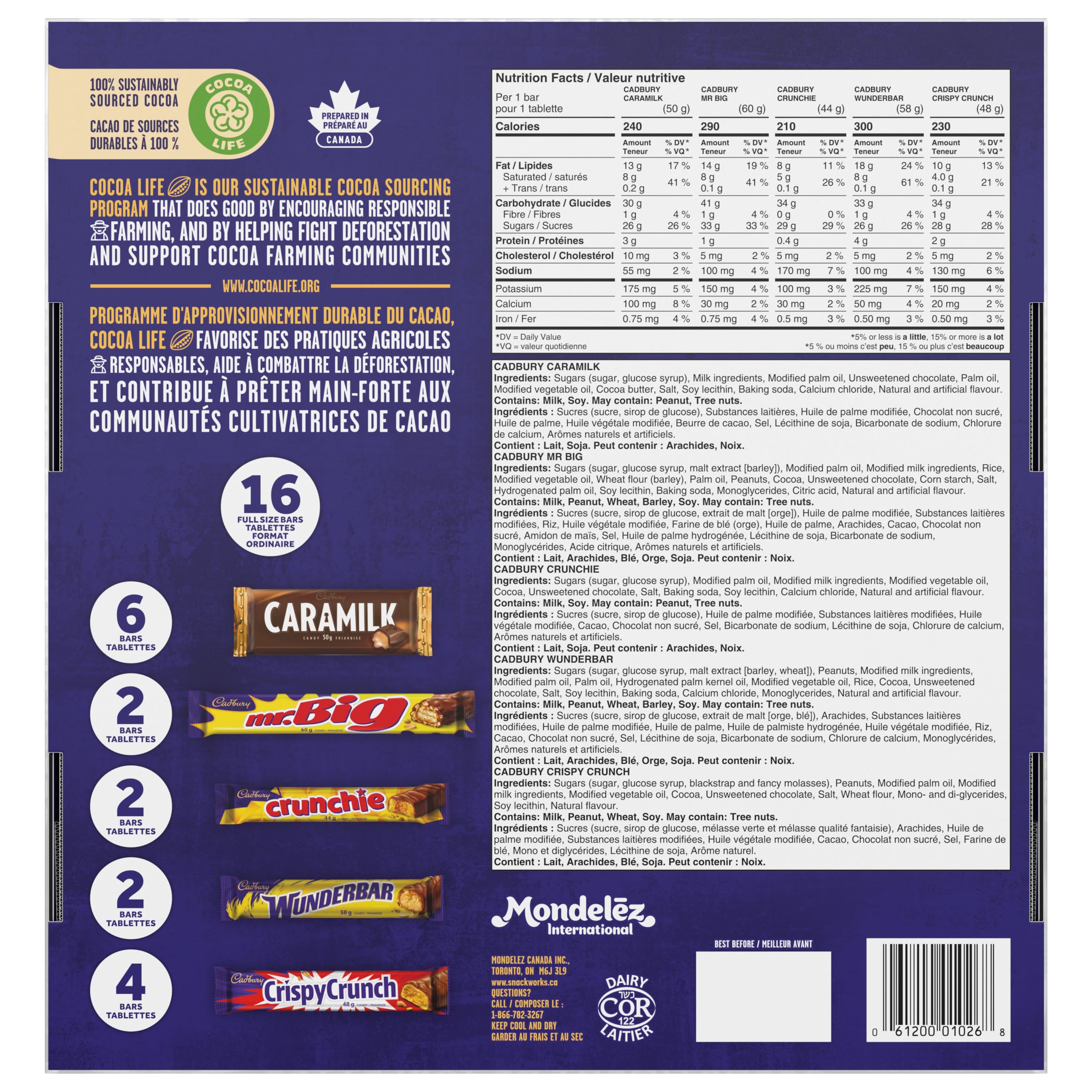 Mua Cadbury 16 Full size Chocolate Bars Variety Pack - Wunderbar ...