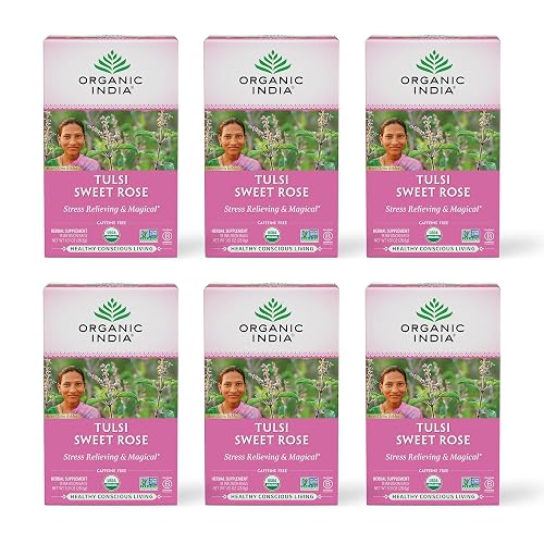 Organic India Tulsi Sweet Rose Herbal Tea - Holy Basil Leaf, African ...