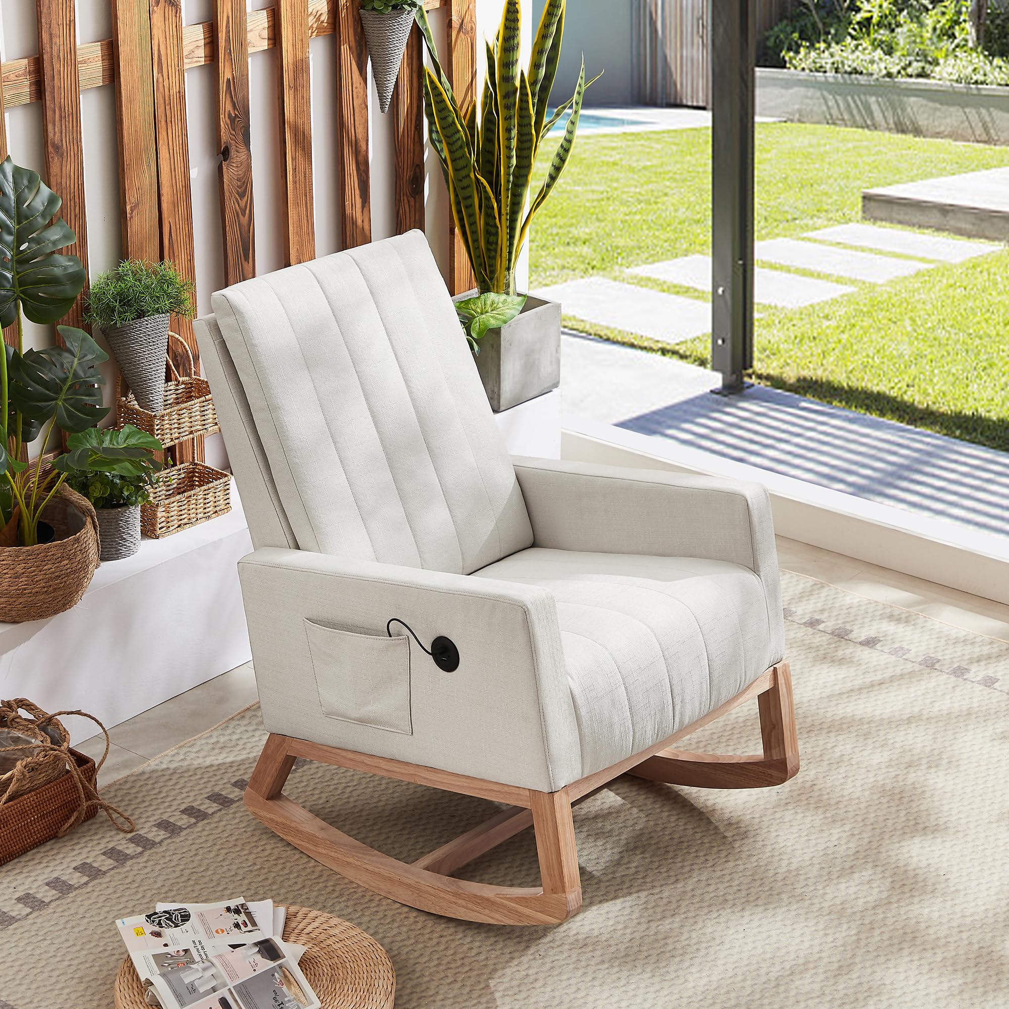 Mua VECELO Rocking Chair, Upholstered Glider Rocker for Nursery Comfy ...