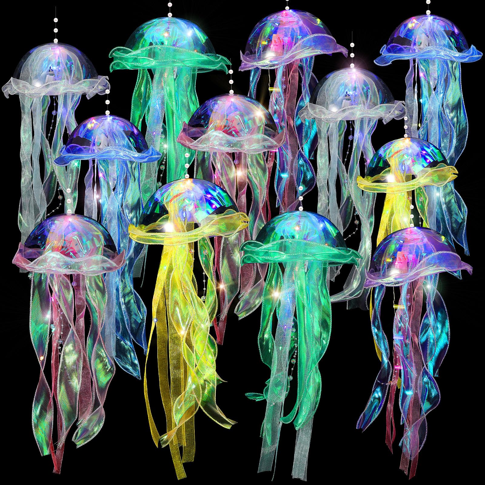 Retisee 12 Pieces Jellyfish Lantern Lamp Decoration Colorful Jellyfish ...