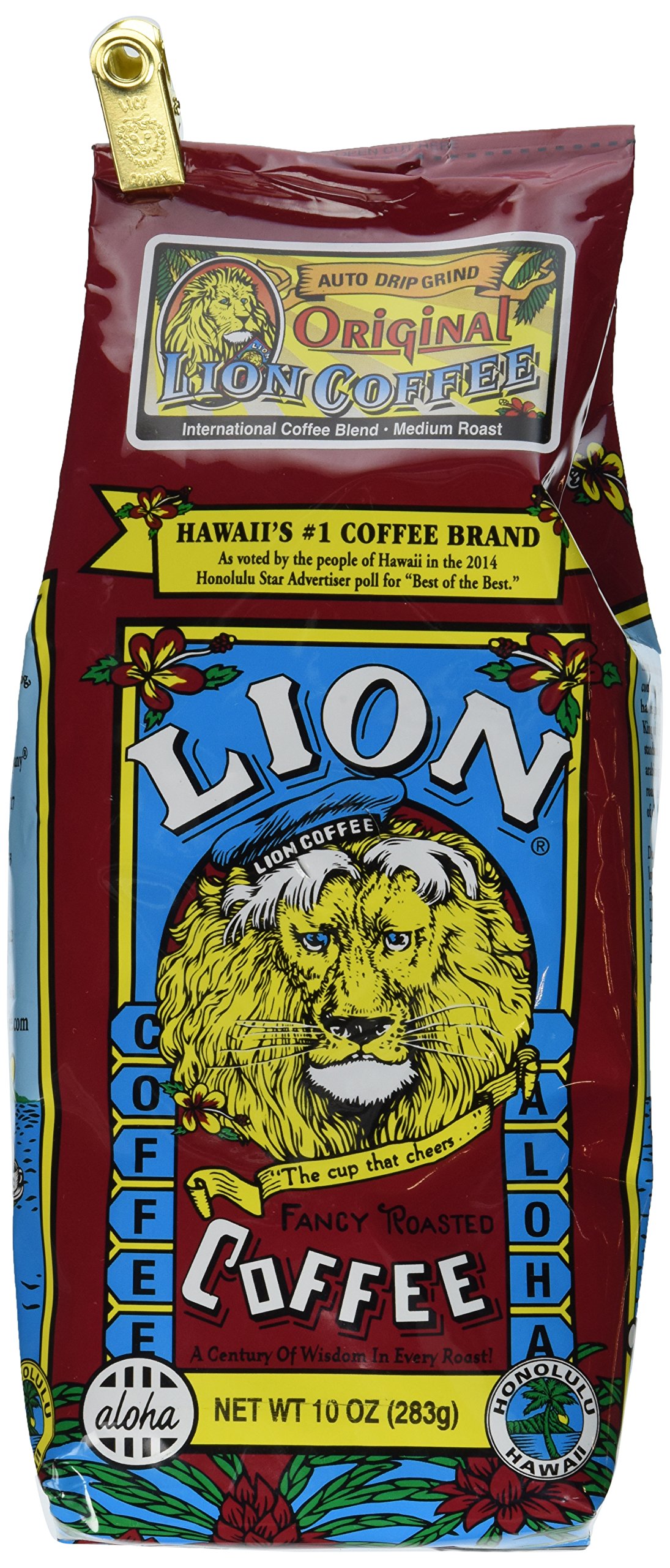 Amazon.com : Hawaiian Lion Gold Coffee Ground Decaf 10 oz. Bag ...