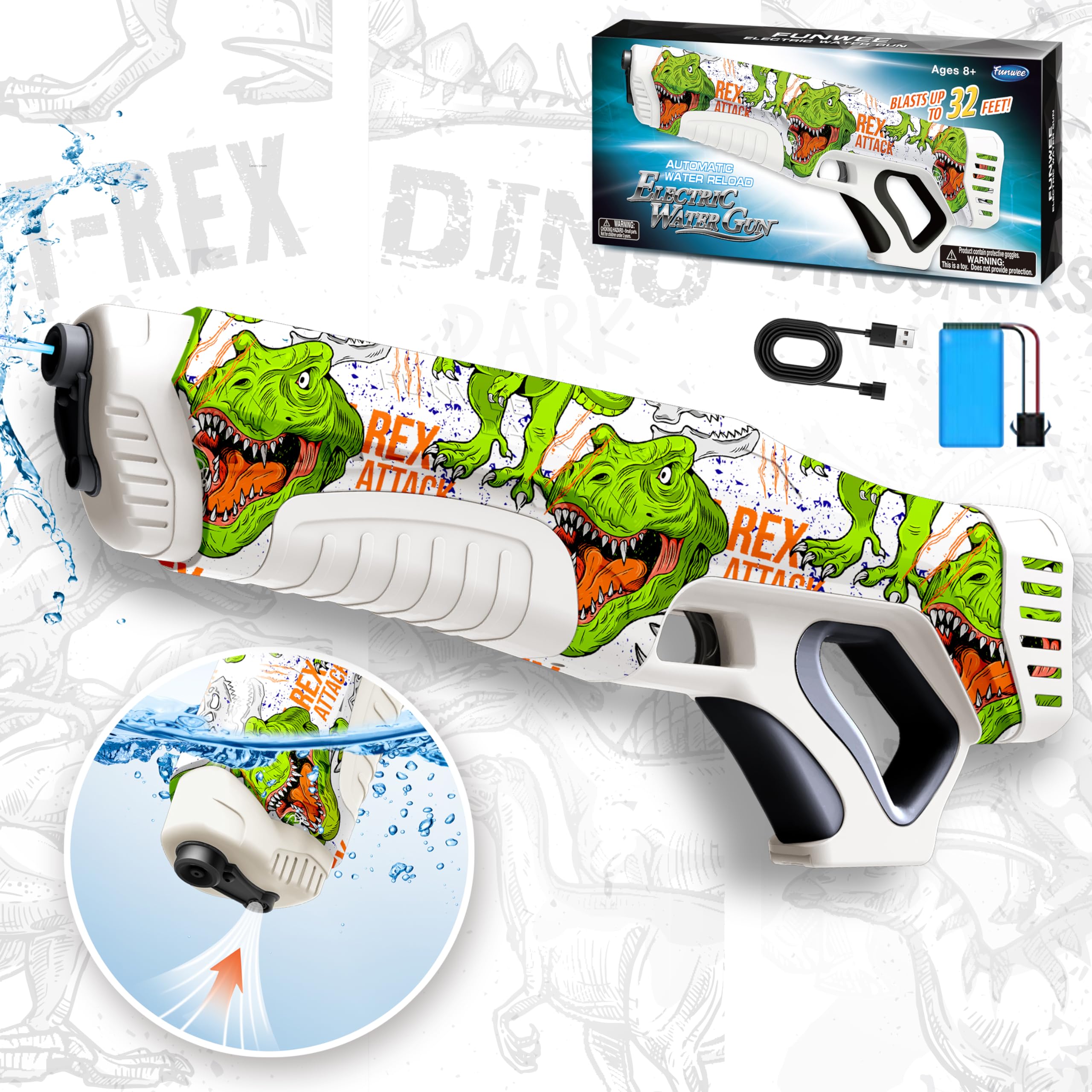 Funwee Electric Water Guns for Kids Adults, Full Automatic Water Reload ...