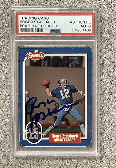 Roger Staubach Signed 1988 Swell Card #5 Football Cowboys HOF Autograph ...