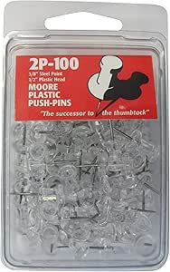 Amazon.com: Moore Push-Pin Clear Plastic Push Pins, 100 per Box ...