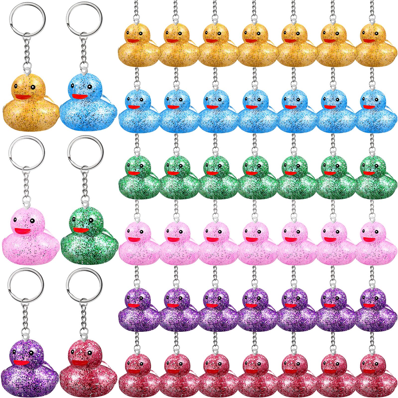 Deekin 24 Pcs Rubber Duck Keychain 2.17'' Cruise Duck Squeaky Cute ...
