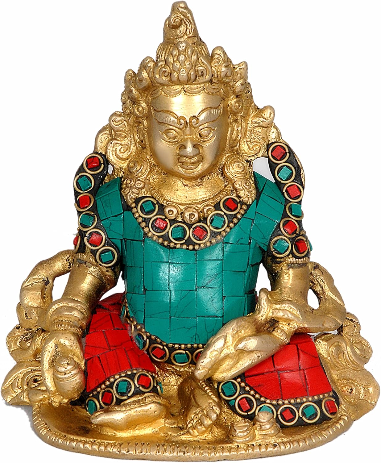 Aone India Lord Kubera Brass Idol Statue | Hindu God of Wealth Kuber ...