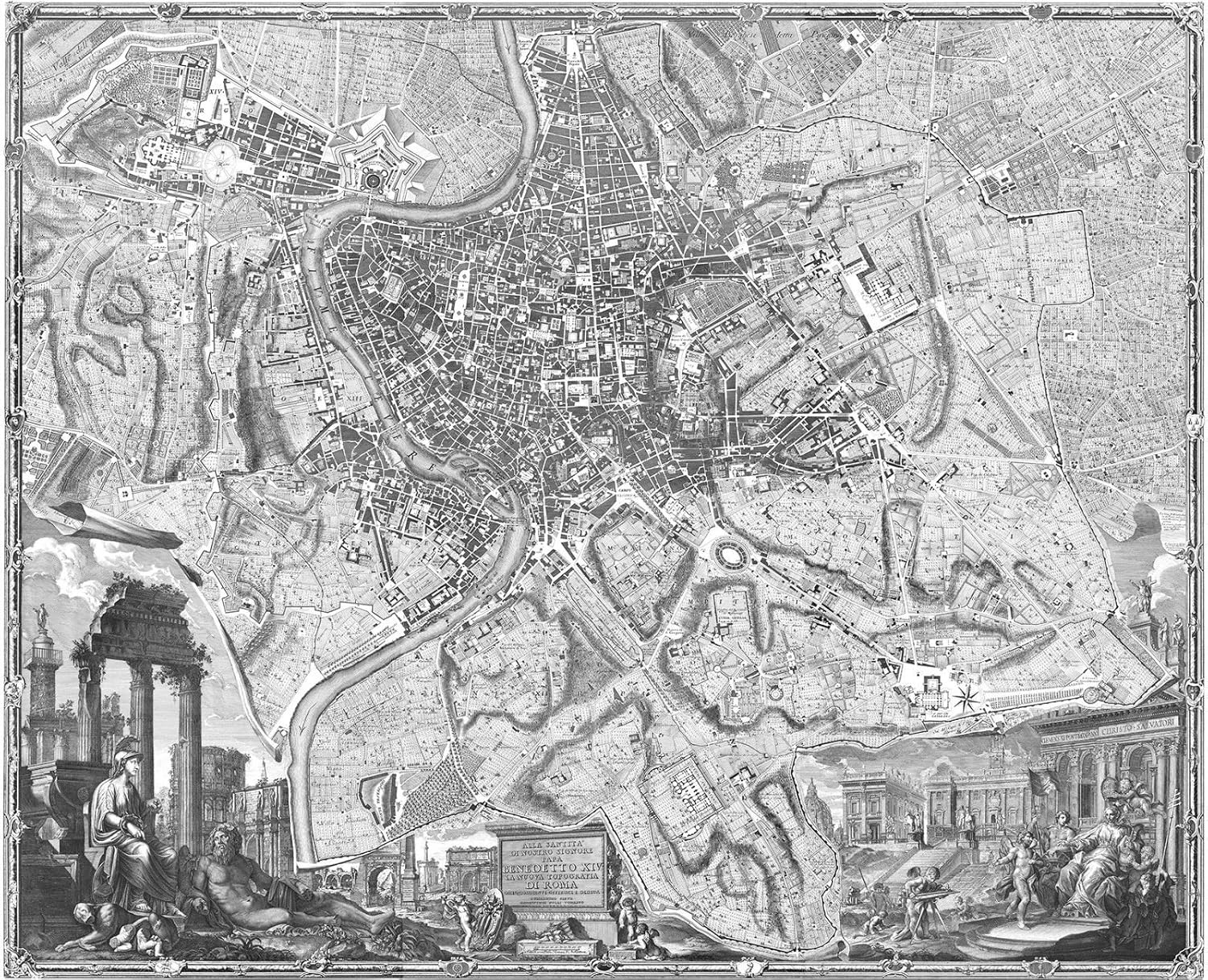 Amazon.com: 18th Century 1748 Map of Rome, Italy Engraving by ...