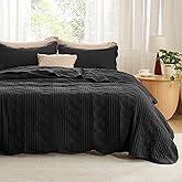 Amazon.com: GRT Black Quilt Set Full Queen Size with Pillow Shams ...