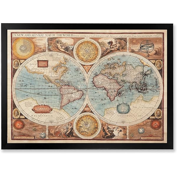 Vintage Old World Map 1626 Old Map Antique Restoration Historic Old