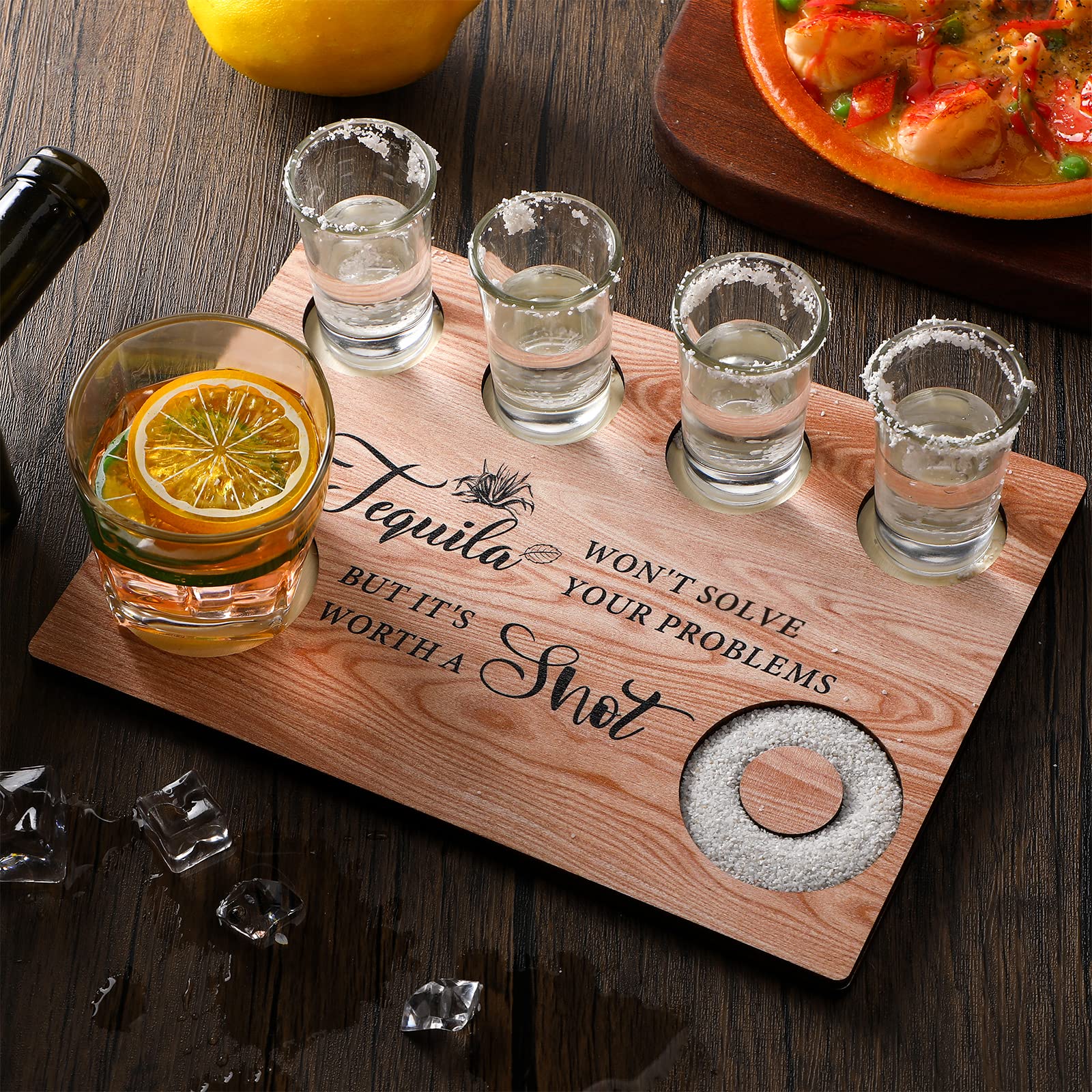 Chengu Tequila Shot Board Tequila Gifts Shot Glasses Holder Flight ...
