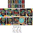 Amazon.com: Decorably 20 Chalkboard Classroom Rules Poster Middle ...
