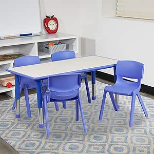 Amazon.com: Flash Furniture 23.625''W x 47.25''L Rectangular Blue ...