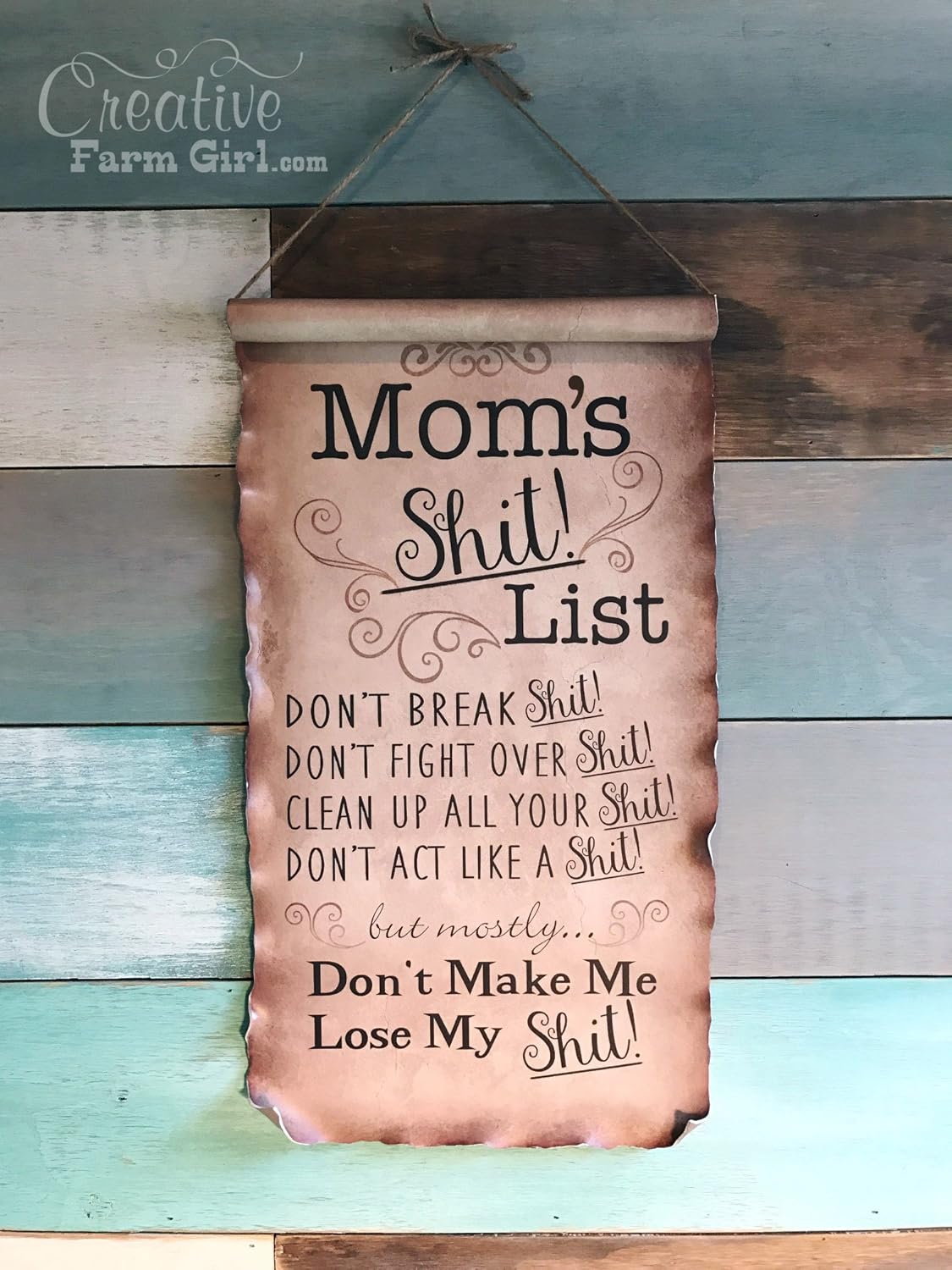 Amazon.com: Moms Shit List, Sign, Gift for Mom, Mom's Rules, Mom Sign ...