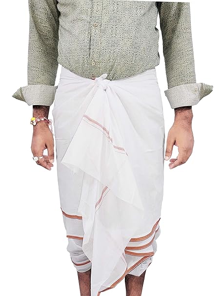 SBS Enterprise 100% Cotton Bengali Dhoti for Men White set of 1 Pcs ...
