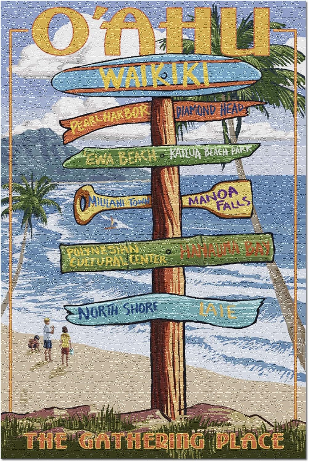 Amazon.com: Oahu, Hawaii - Signpost (Premium 1000 Piece Jigsaw Puzzle ...