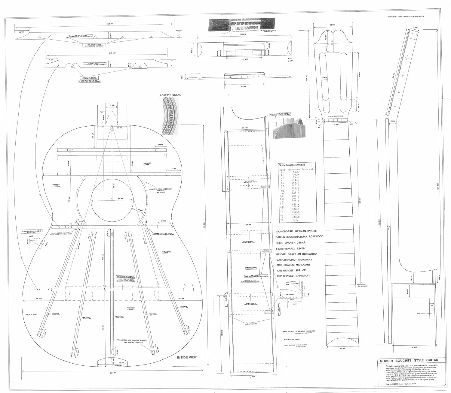 Amazon.com: Full Scale Plans for making the Bouchet Classical Guitar ...
